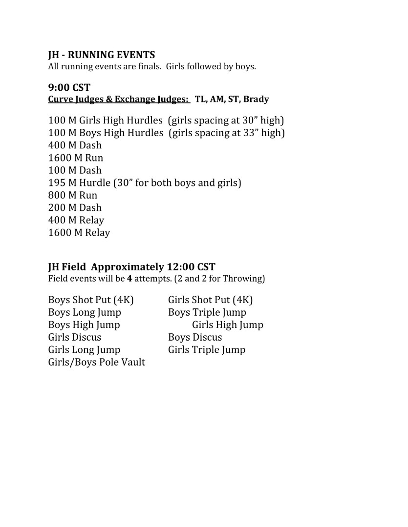 Sargent Public Schools - MNAC TRACK MEET SCHEDULE
